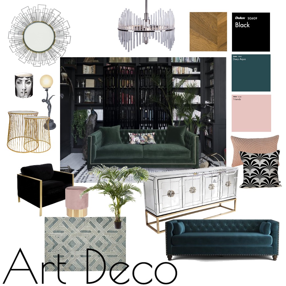 Art Deco- Living room Interior Design Mood Board by matthooper | Style ...