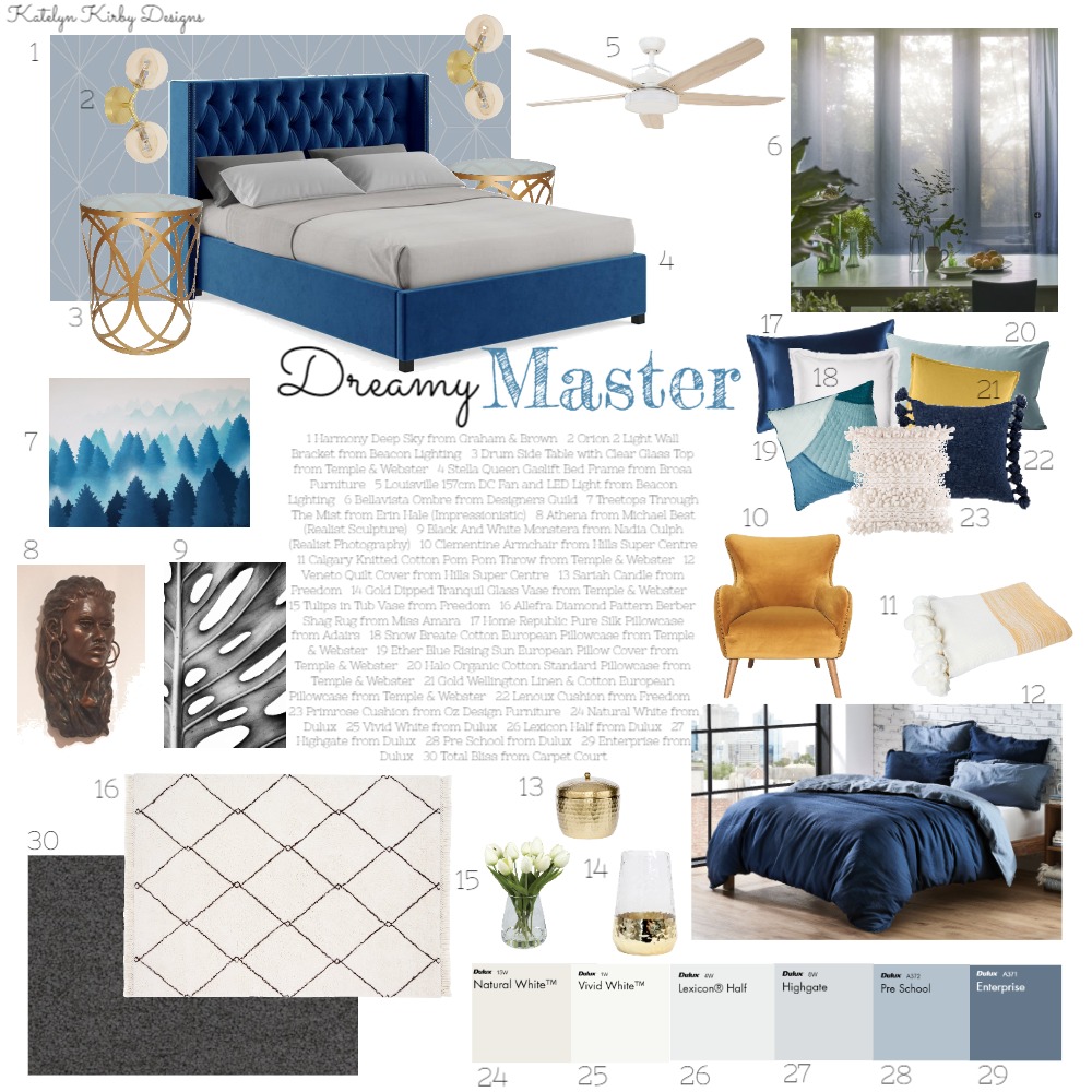 Dreamy Master Bedroom Interior Design Mood Board by Katelyn Kirby ...