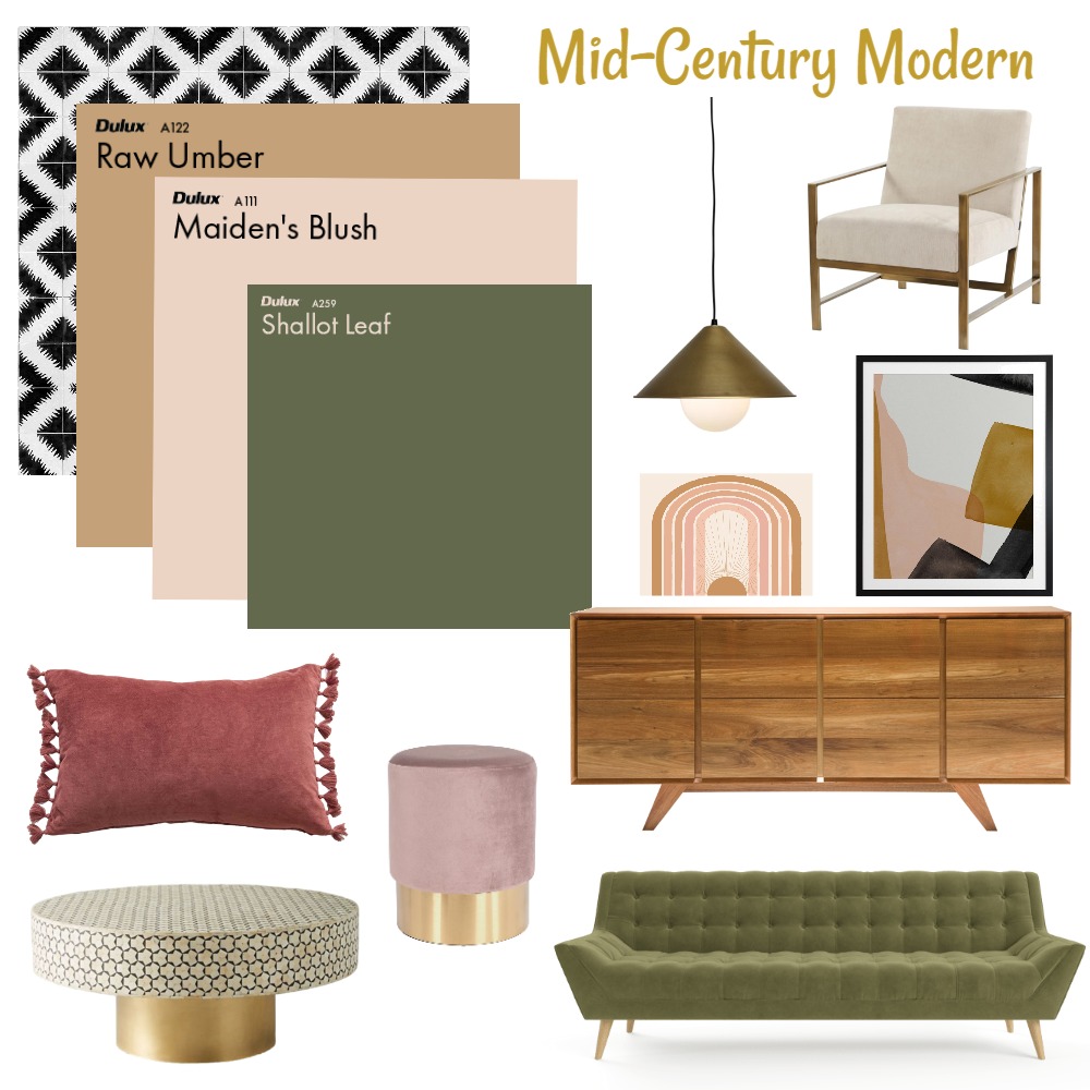 Mid-Century Modern Living Interior Design Mood Board by Jasmineann ...