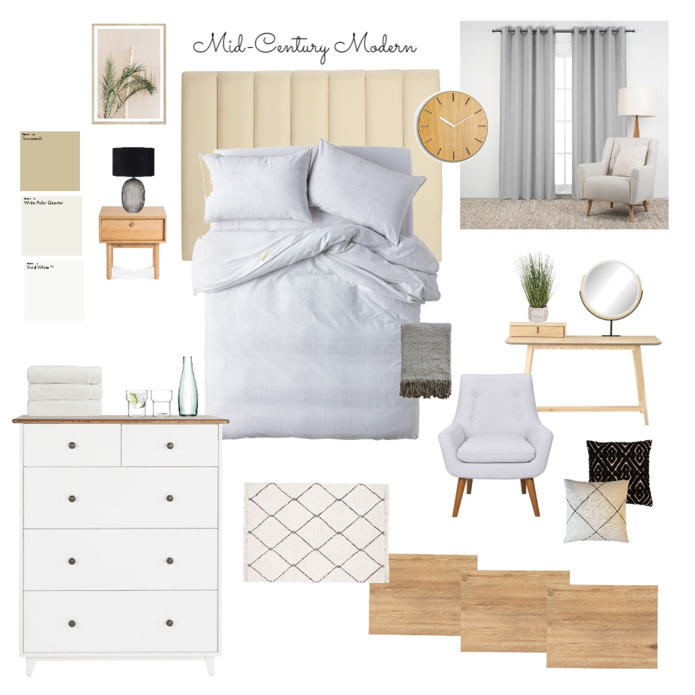 Mid-Century Modern Hotel Room Interior Design Mood Board by Kris ...
